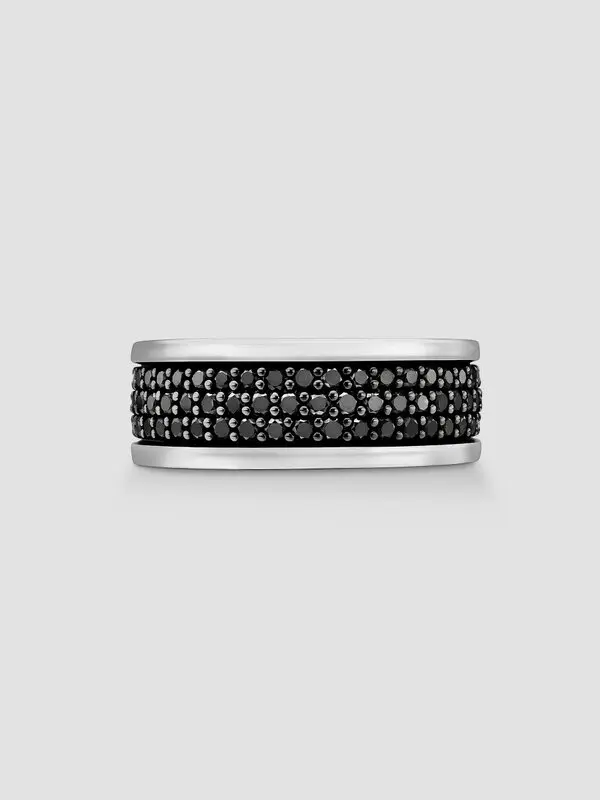 David Yurman Streamline Three Row Band Ring In Sterling Silver - Black