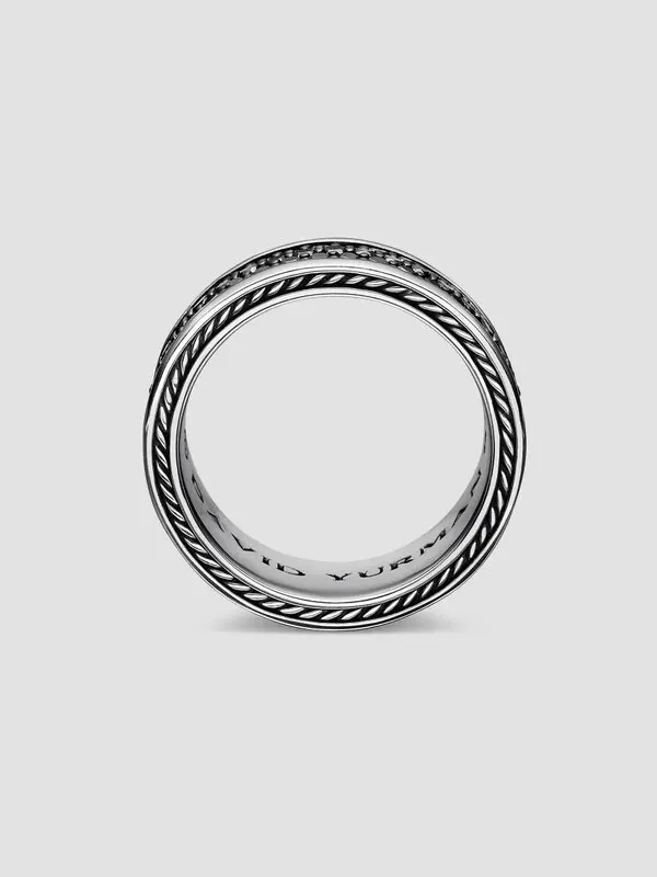 David Yurman Streamline Three Row Band Ring In Sterling Silver - Black