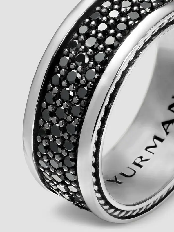 David Yurman Streamline Three Row Band Ring In Sterling Silver - Black
