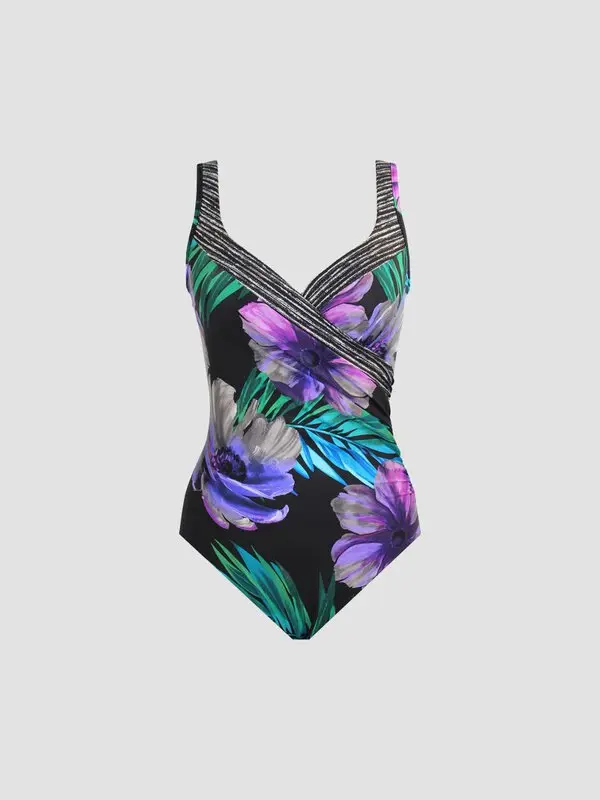 Miraclesuit Flora Aura Its A Wrap One-piece Swimsuit - Black Multi
