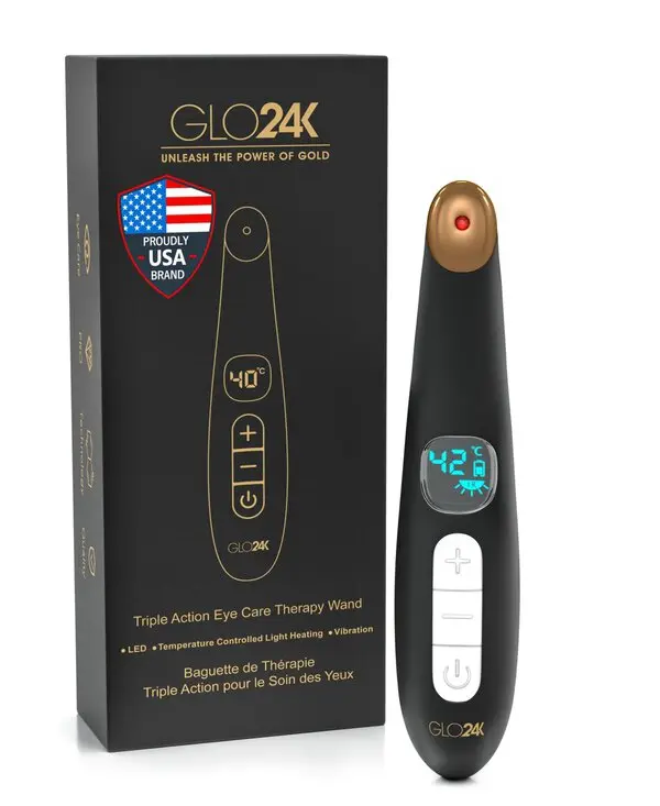 GLO24K Triple Action Eye Care Therapy Wand 1pc - Black