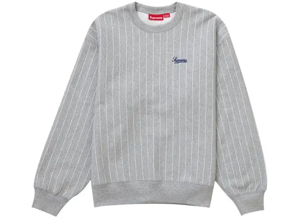 Supreme Pinstripe Crewneck Sweatshirt - Heather Grey