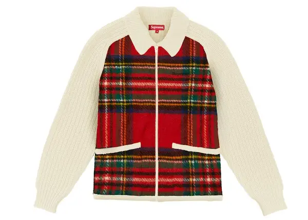 Supreme Plaid Front Zip Sweater