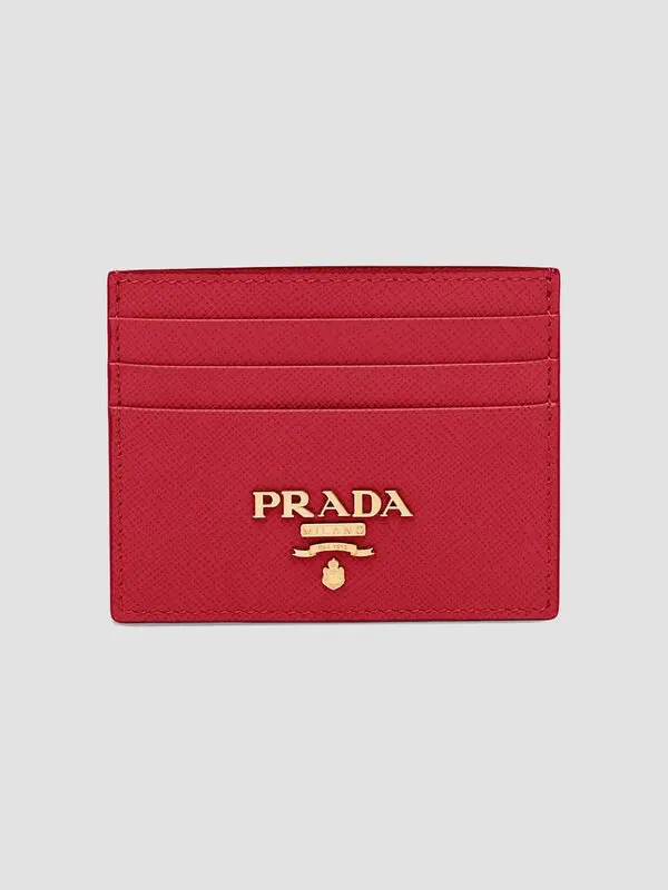 Prada Saffiano Leather Card Holder - Red