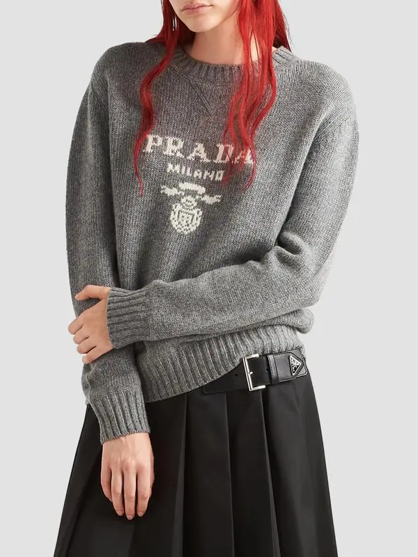 Prada Cashmere And Wool Crew-neck Sweater - Grey