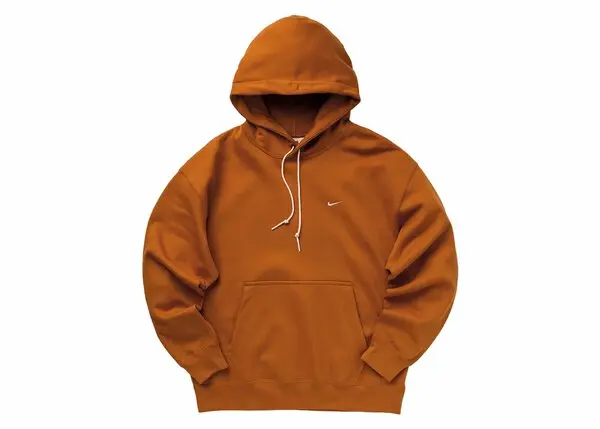 Nike Solo Swoosh Fleece Pullover Hoodie - Desert Ocre/white