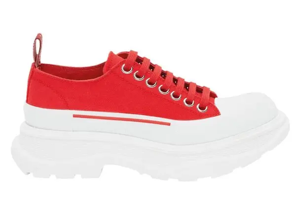 Alexander McQueen Tread Slick Low Lace-up Sneakers - Red/white