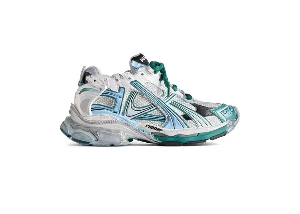 Balenciaga Runner Sneakers - White/green/blue
