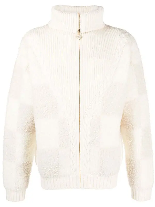 Casablanca Checked Bouclé Cardigan - Light Beige