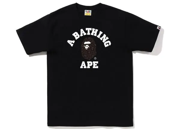 A BATHING APE Distortion College Tee Shirt - Black Black