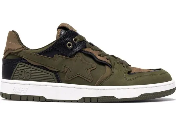 BAPE A Bathing Ape Sk8 Sta #6in - Olive Drab/black