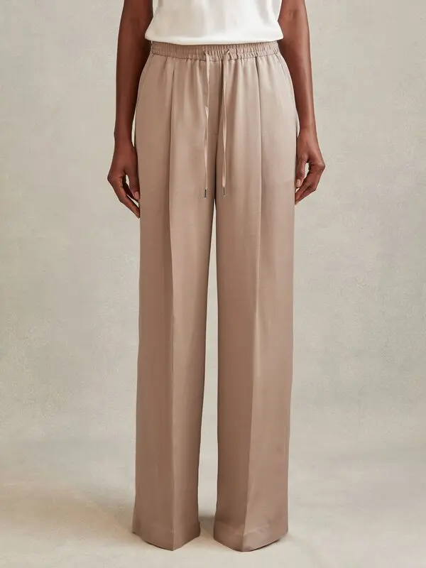 REISS Cole Satin Wide Leg Trousers