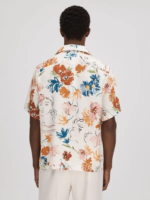 REISS Serra Printed Cuban Collar Shirt