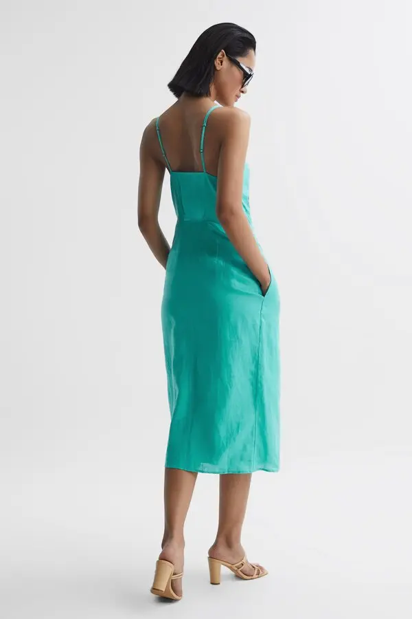 chinese dress ladies Reiss Esme Linen Tie Side Midi Dress main image 1