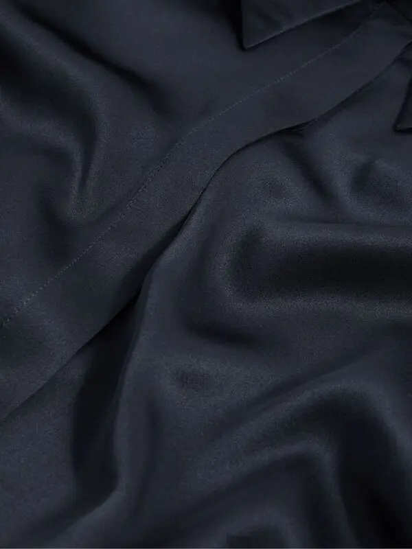 REISS Silk Double-cuff Button-through Shirt - Navy
