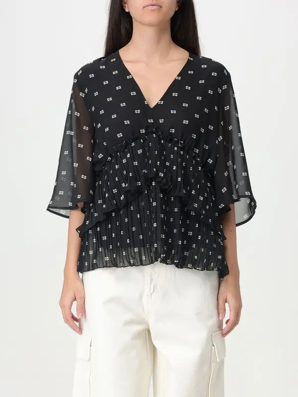 GANNI Printed V-neck Blouse