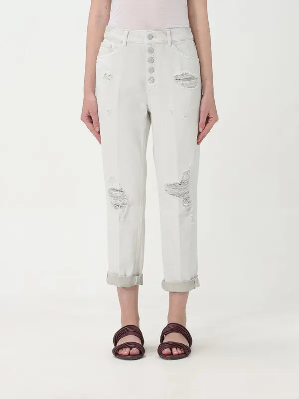 DONDUP Distressed Button-detail Denim Pants - Grey
