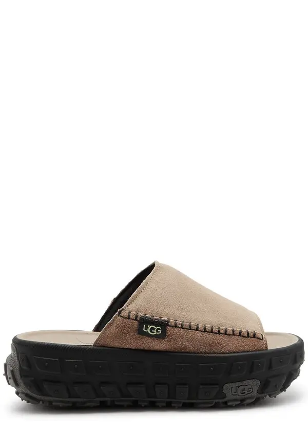 UGG Venture Daze Suede Flatform Sliders - Black