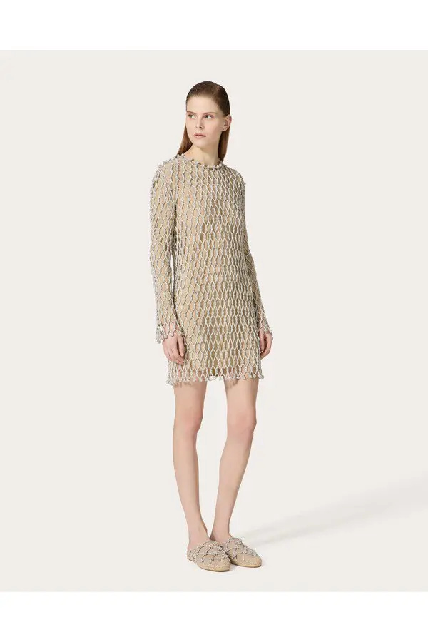 rhinestone embroidered mesh mini-dress Anna White Rhinestone Mesh Mini Dress - XL Size - Women's Dresses main image 0