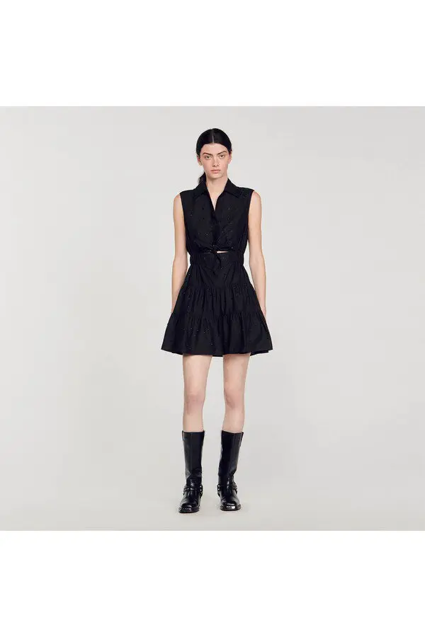 sandro short draped dress Sandro Rhinestone Draped Short Dress In Black - 58% Off