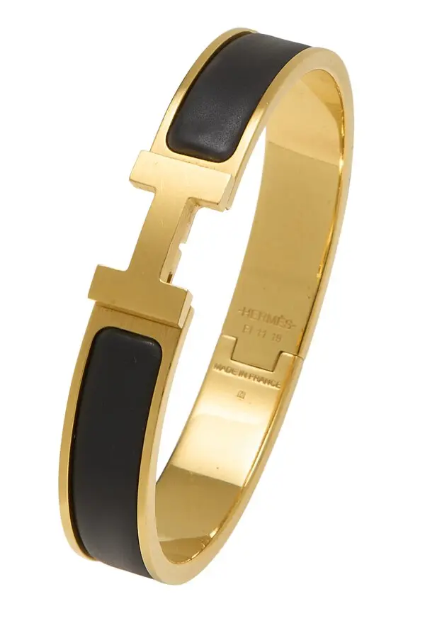 Hermès Enamel Clic-clac 'h' Bracelet - Black