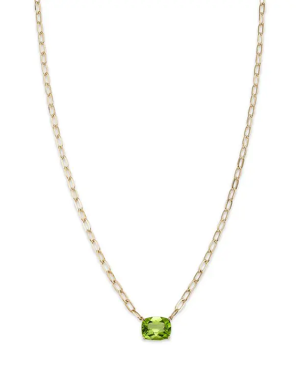 Bloomingdale'S Peridot Solitaire Pendant Necklace - Green/gold