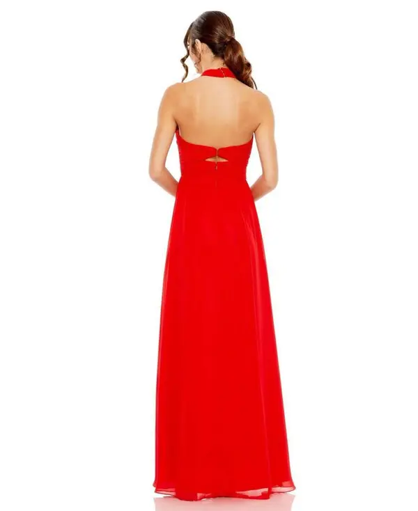 Mac Duggal Ruched Halter Gown
