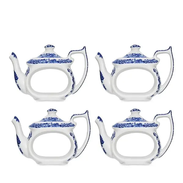 SPODE Italian Teapot Napkin Rings Set Of 4 - Blue