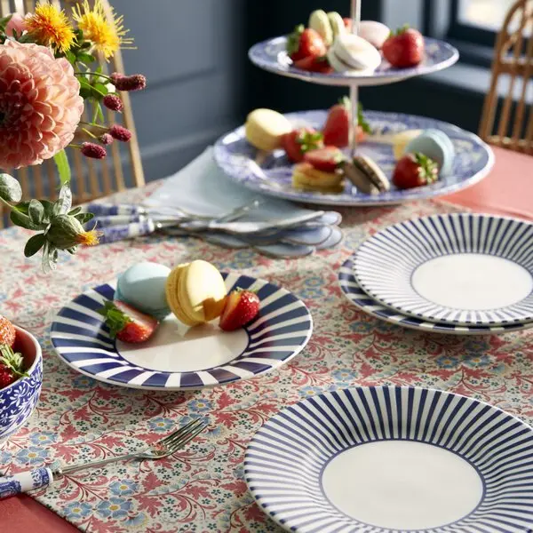 SPODE Italian Steccato Narrow Stripe Tidbit Plates, Set Of 4
