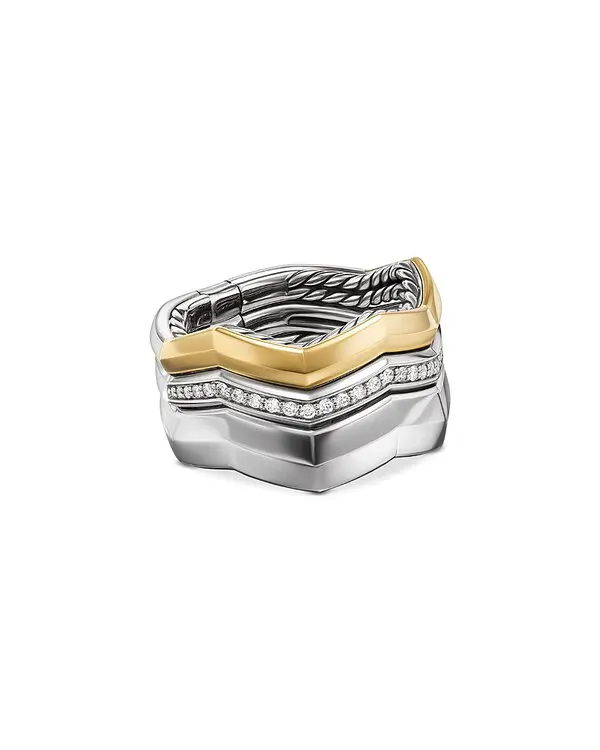 David Yurman Stax Zig Zag Ring - Silver/gold