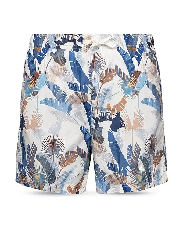 Eton Printed 5" Swim Trunks - Blue