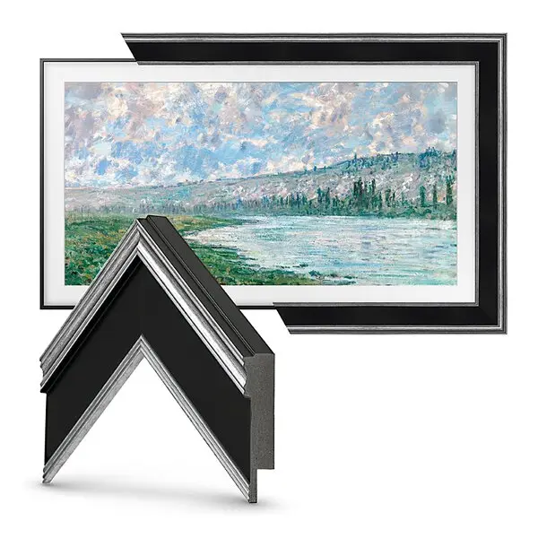 DECO TV FRAMES 50" Frame For Samsung The Frame Tv 2021-2025 - Antique Silver  Black