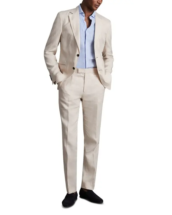 REISS Kin Linen Slim Fit Suit Jacket - Stone