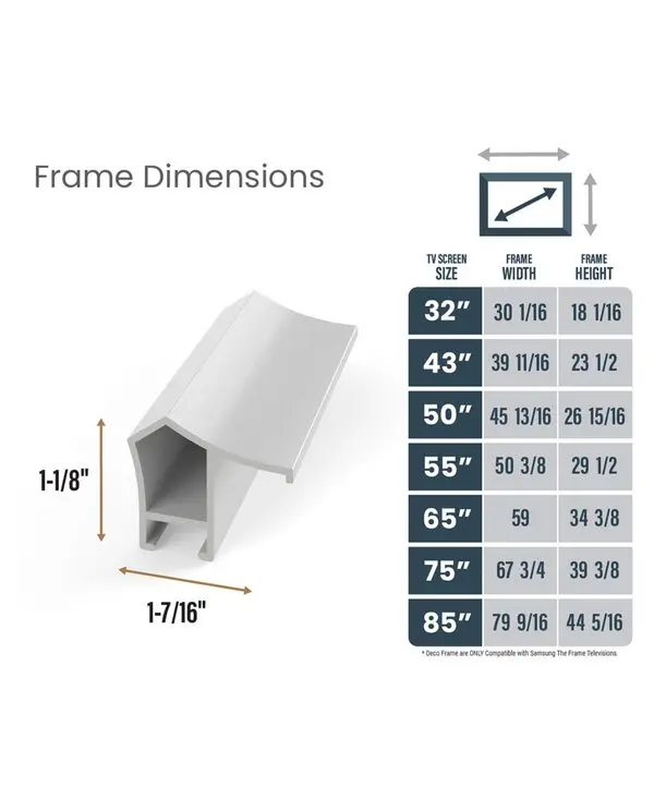 DECO TV FRAMES 55" Alloy Prismatic Frame For Samsung The Frame Or Frame Pro Tv 2021-2025 - Prismatic Pure White