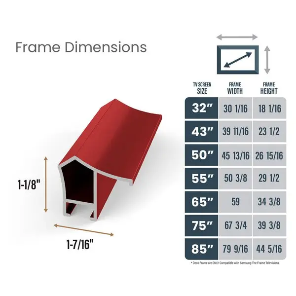 DECO TV FRAMES 50" Alloy Prismatic Frame For Samsung The Frame And Frame Pro Tv 2021-2025 - Prismatic Candy Apple Red