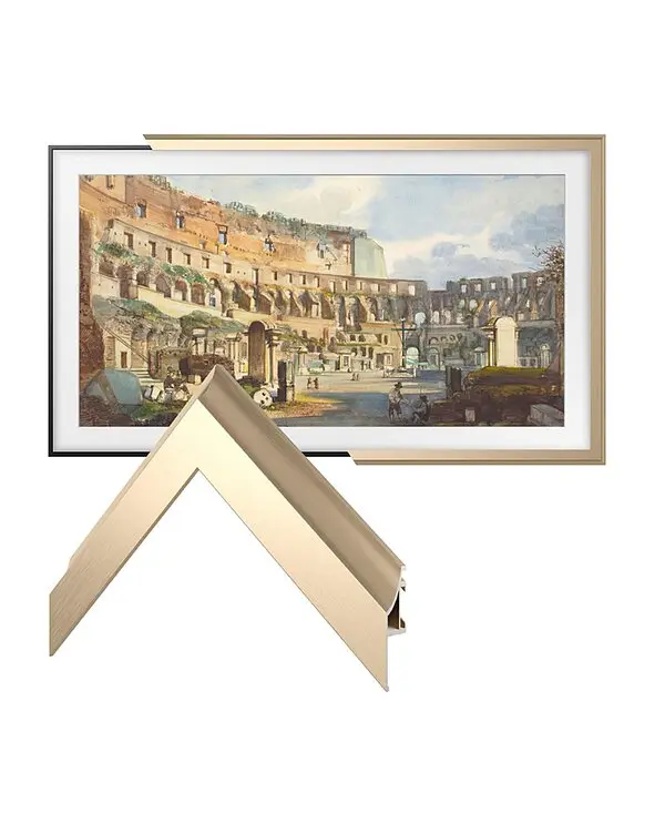 DECO TV FRAMES 55" Customizable Alloy Scoop Frame For Samsung The Frame Tv 2021-2023 - Gold