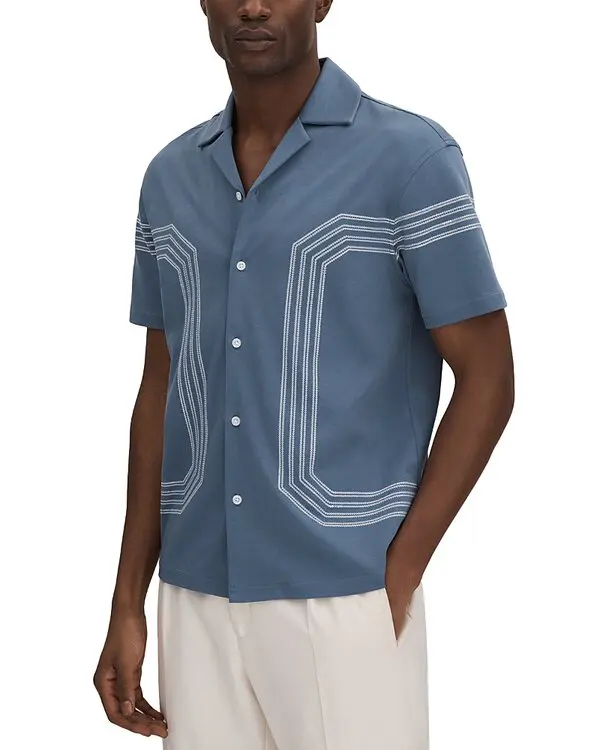 Reiss Arlington Mercerized Cotton Regular Fit Button Down Camp Shirt In Airforce  Blue - 54% Off | Editorialist