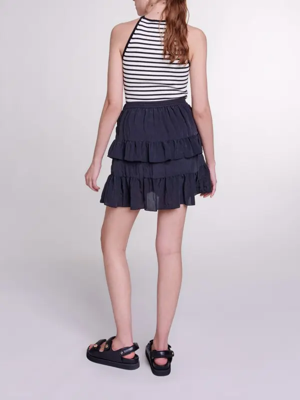Maje Ruffled Asymmetrical Mini Skirt