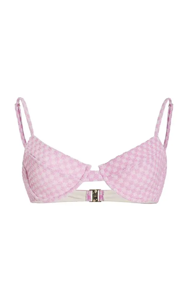 JUILLET Exclusive Lulu Gingham Bustier Bikini Top