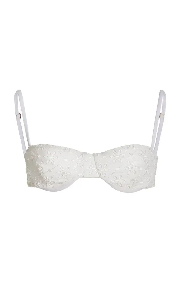 JUILLET Ingrid Broderie Anglaise Balconette Bikini Top - White