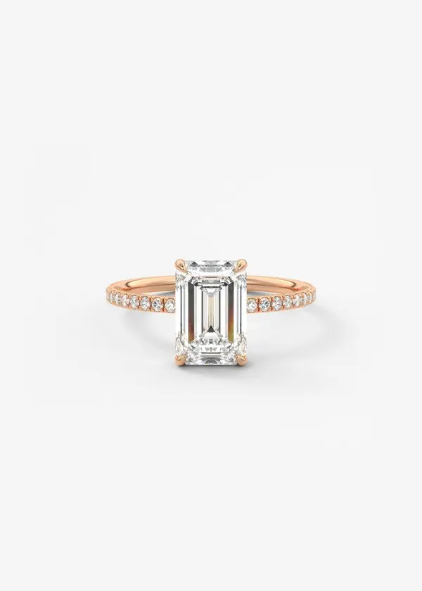 FRANK DARLING Harper Pavé Emerald Cut Engagement Ring - Yellow Gold