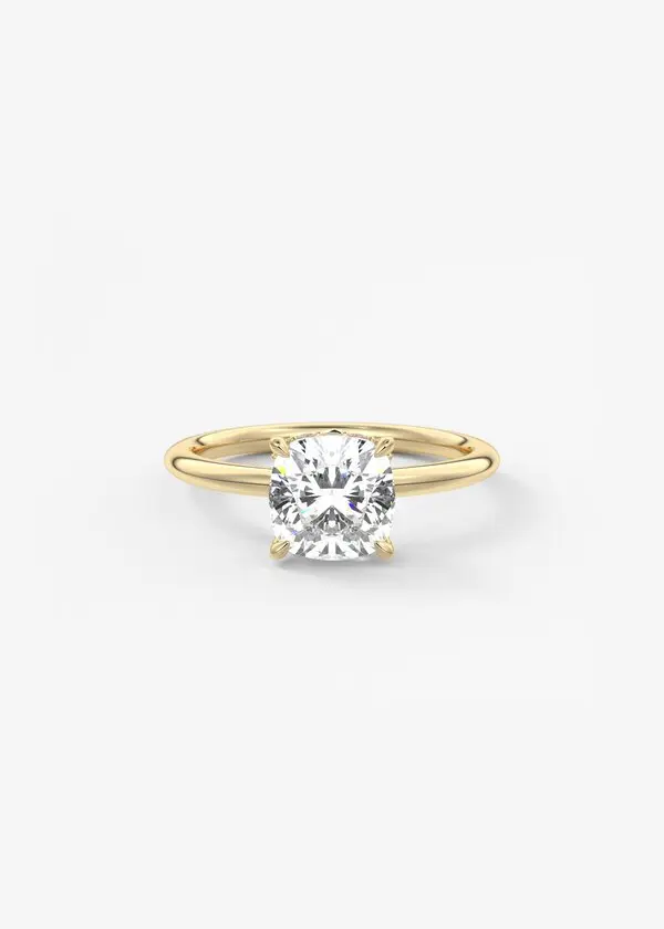 FRANK DARLING Plunge Hidden Halo Cushion Engagement Ring - Yellow Gold