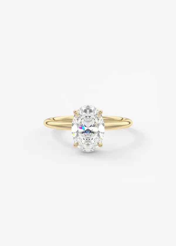 FRANK DARLING Plunge Hidden Halo Oval Engagement Ring - Yellow Gold
