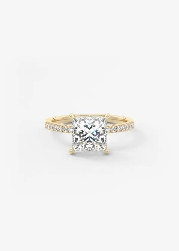 FRANK DARLING Harper Pavé Princess Ring - Yellow Gold