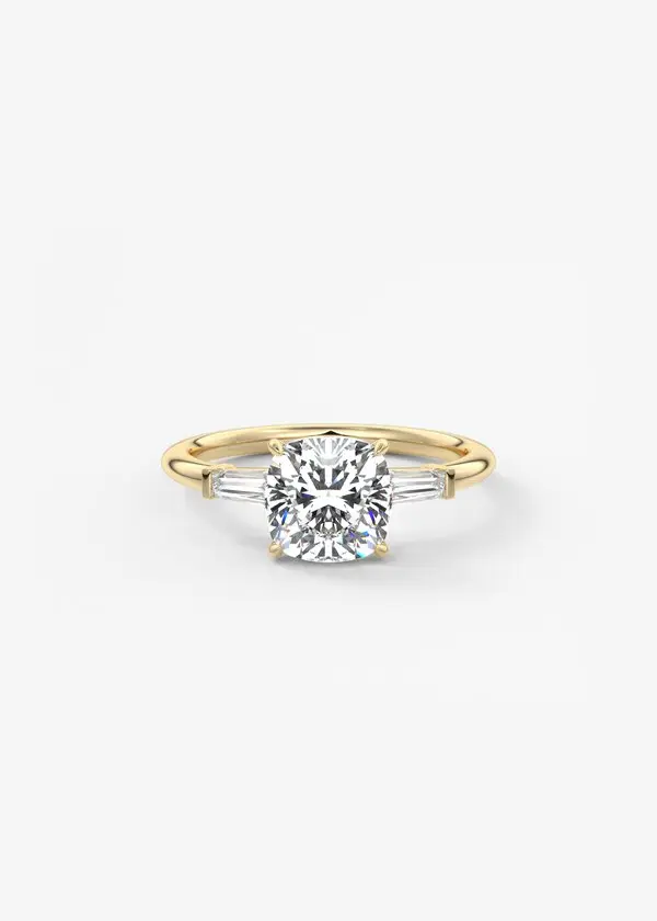 FRANK DARLING Plunge Three Stone Cushion Ring - Yellow Gold