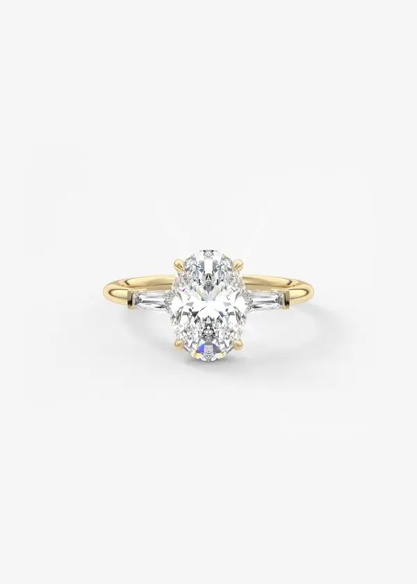 FRANK DARLING Plunge Three Stone Oval Ring - Yellow Gold