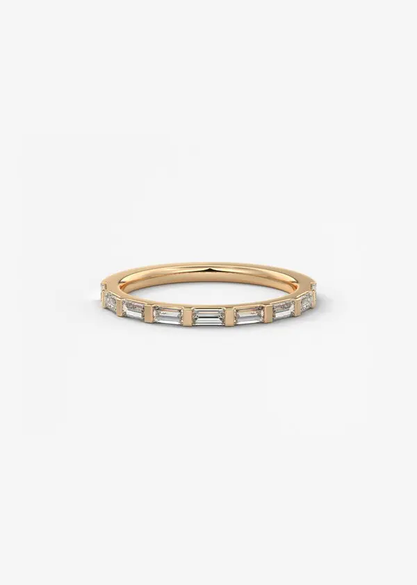 FRANK DARLING Baguette Diamond Half Eternity Band - Yellow Gold