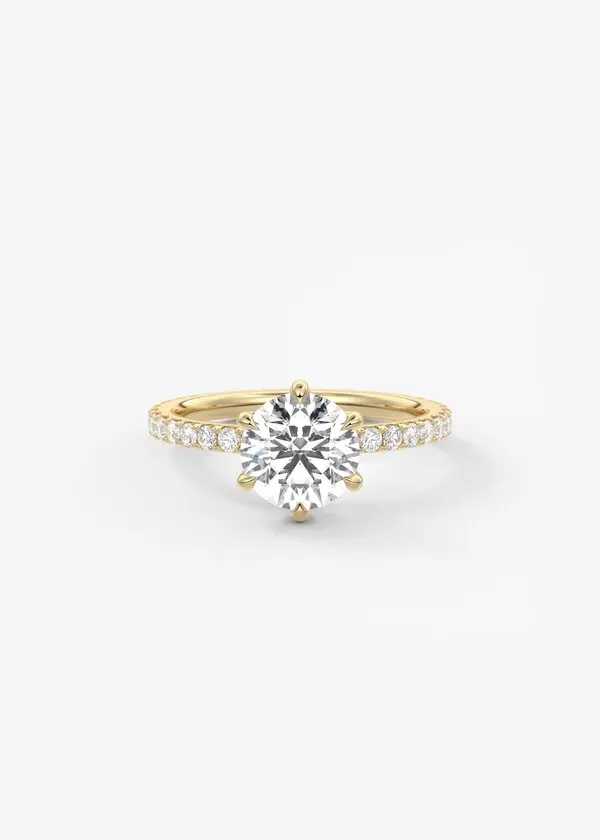 FRANK DARLING Royale Pavé Round Engagement Ring - Yellow Gold