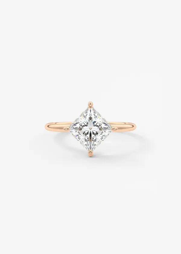 FRANK DARLING Plunge Hidden Halo Princess Engagement Ring - Yellow Gold