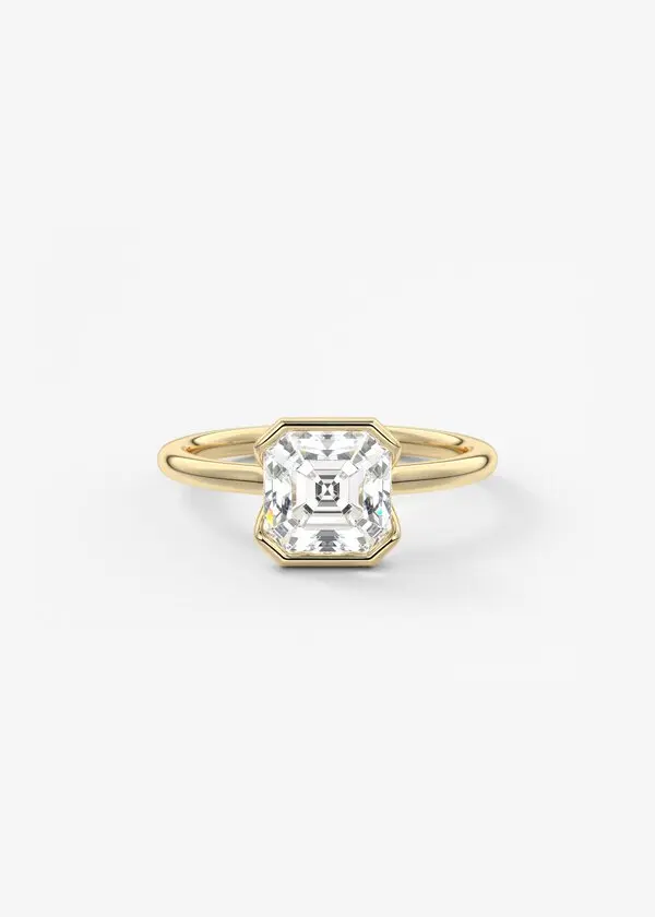 FRANK DARLING Asscher Cut Half Bezel Engagement Ring - Yellow Gold